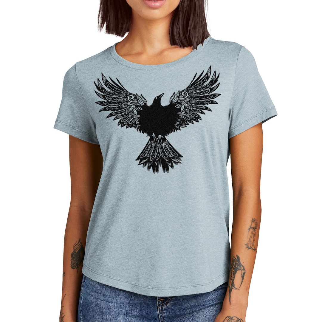 Zen Raven Women's T-shirt: Shimmering Metallic Screen Print - Etsy