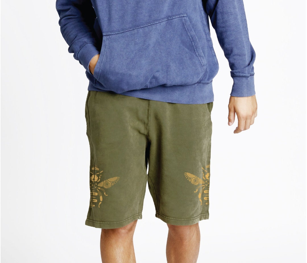 Men's Sweat Shorts, Comfy Shorts, Bee Print, Streetwear, Vintage Look ...