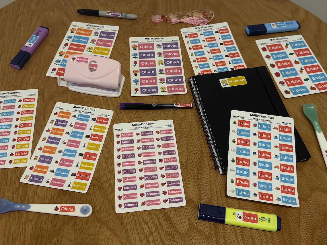 Stick-on Name Tag Labels Personalised School Kids Labels Waterproof ...