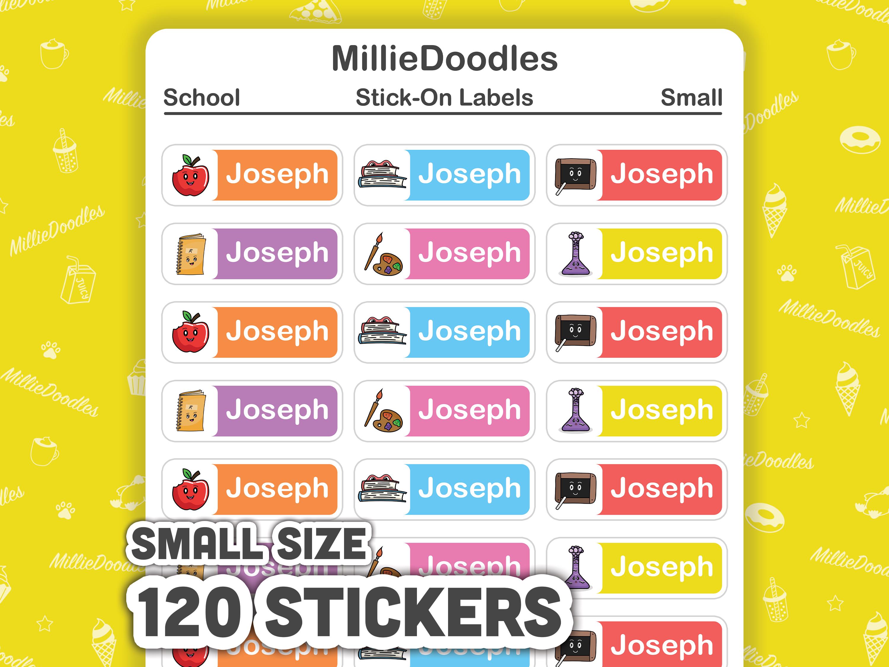 Stick-on Name Tag Labels Personalised School Kids Labels Waterproof ...