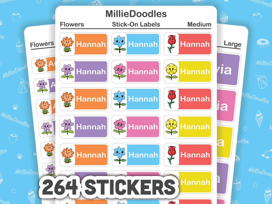 Stick-on Name Tag Labels Mega Pack Personalised School Kids Stickers ...