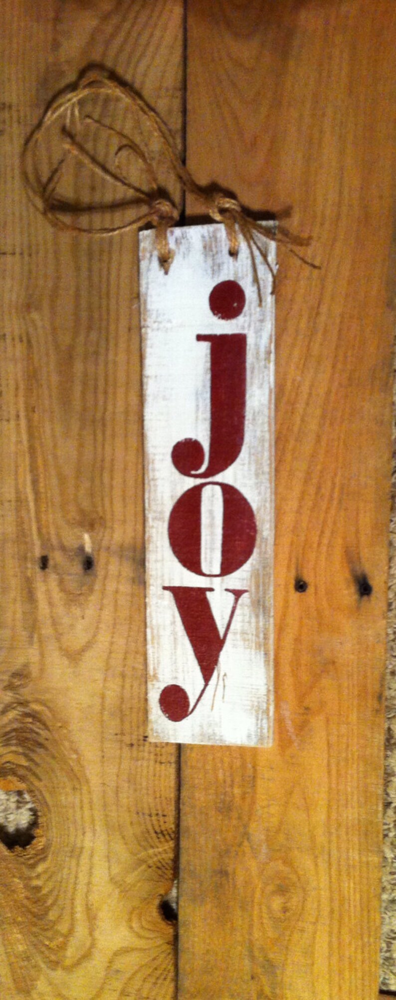 Vertical JOY Sign Custom Hand Painted Reclaimed Wood Christmas Not ...