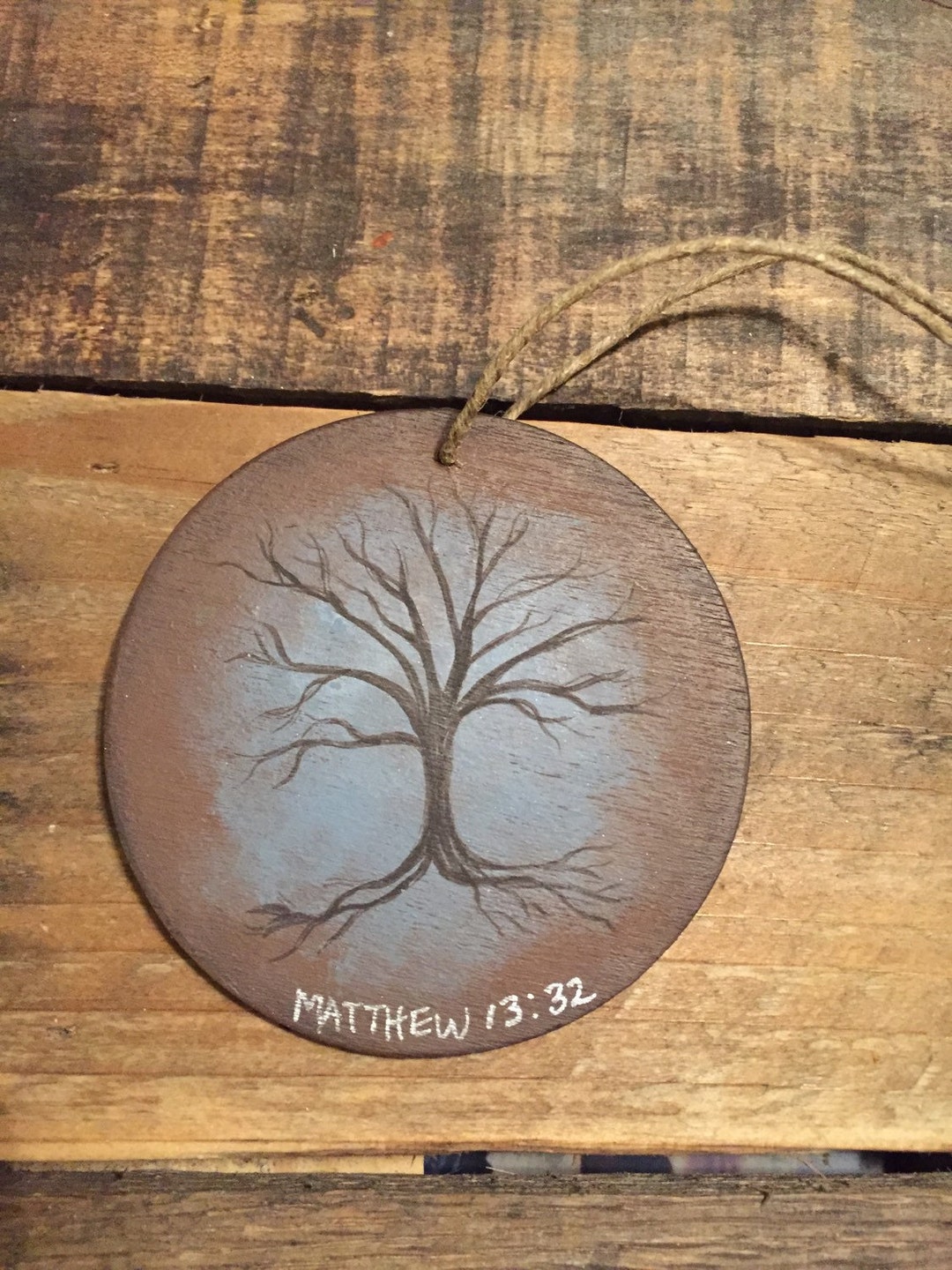 Tree of Life Christmas Ornament Hand Painted Wood With or Without Bible ...