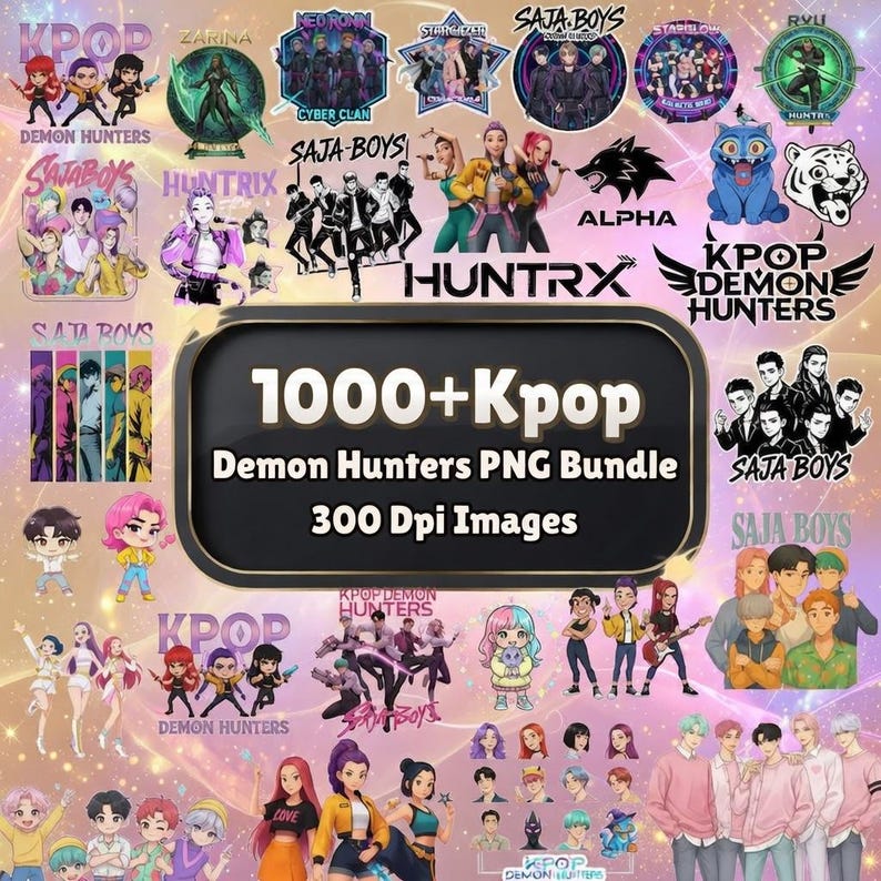 1000 Huntrix Kpop Demon Hunters PNG SVG , Kpop Shirt Design,girl Dinner ...