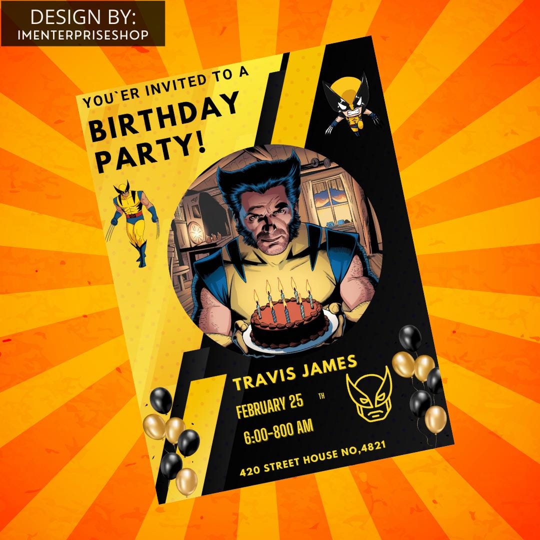 Wolverine Birthday Party Invitation | Wolverine Invitation | Birthday ...