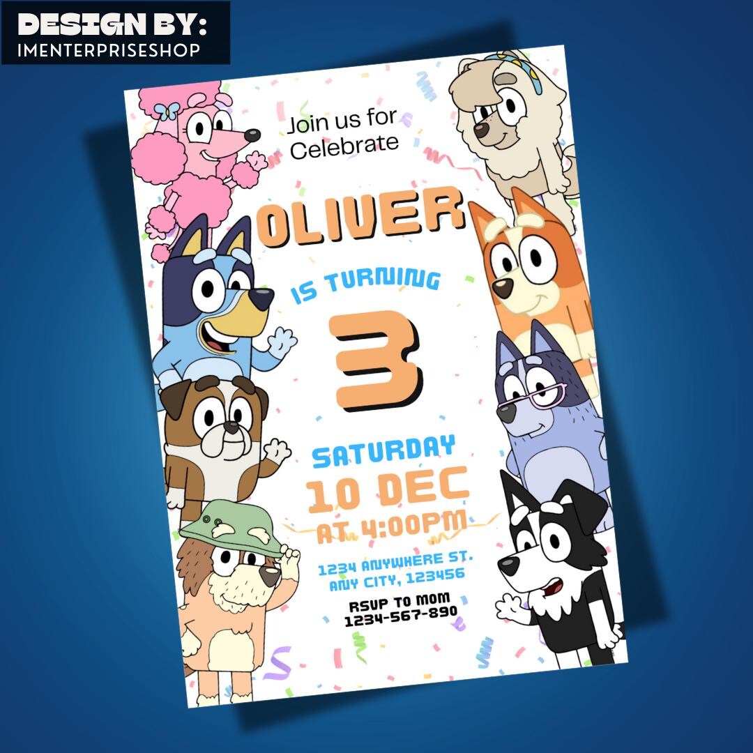 Bluey Birthday Invitation Bluey Birthday Bluey Party Bluey Invitations ...