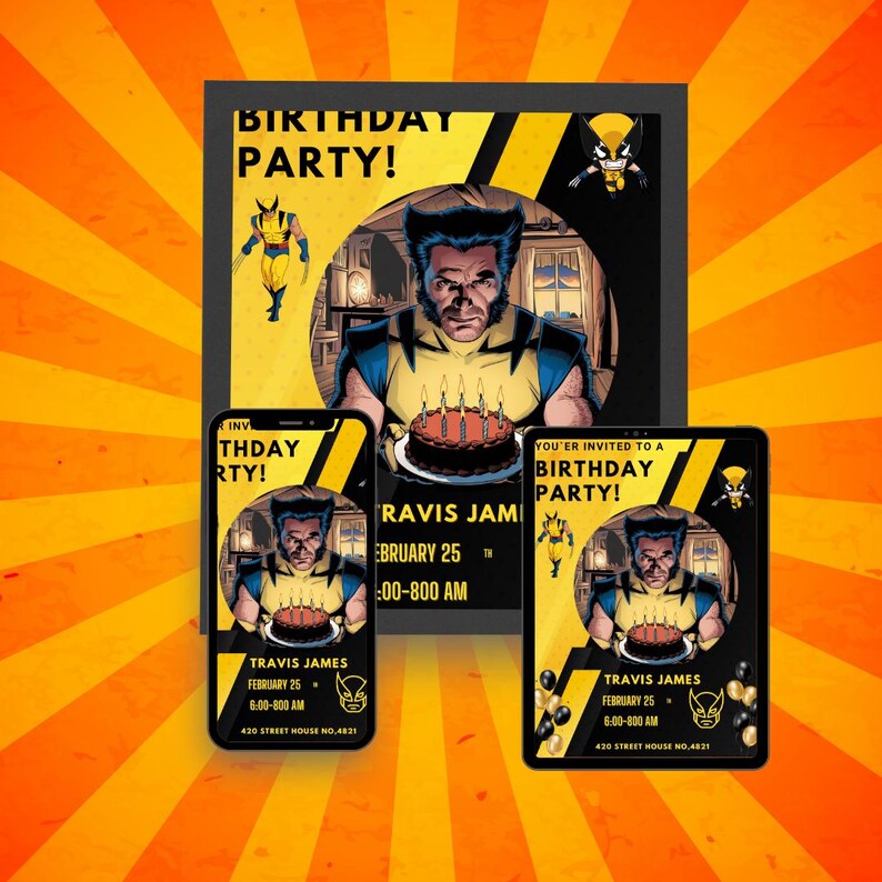 Wolverine Birthday Party Invitation | Wolverine Invitation | Birthday ...