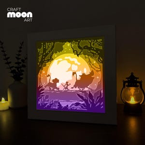 Lion and Friends Shadow Box Files Template, Lion King Paper Cut ...