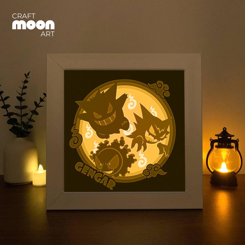 Gengar Lightbox File Template, Pokemon Papercut Shadow Box Template ...