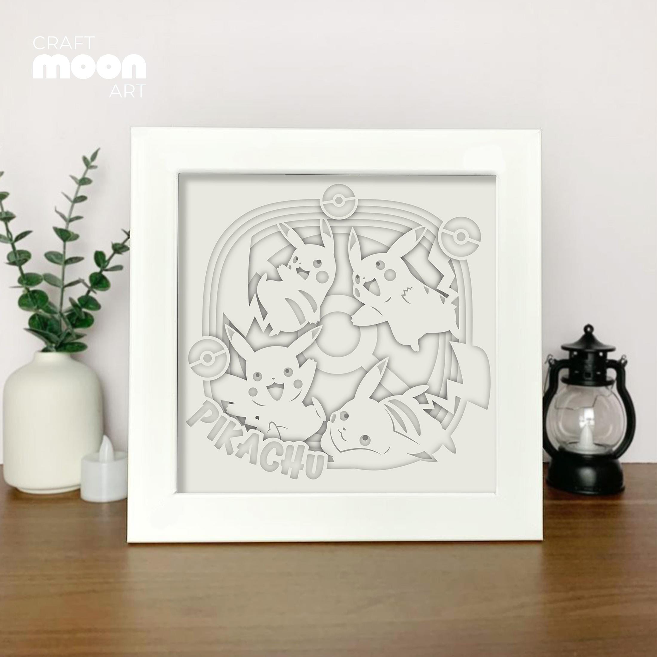 Cute Pikachu Lightbox File Template, Pokemon Papercut Shadow Box ...