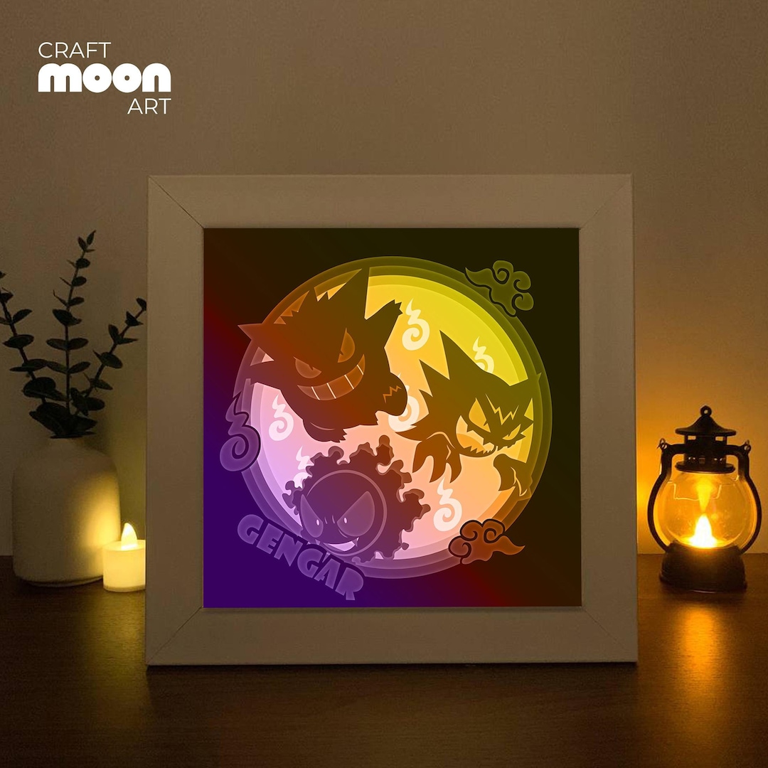 Gengar Lightbox File Template, Pokemon Papercut Shadow Box Template ...