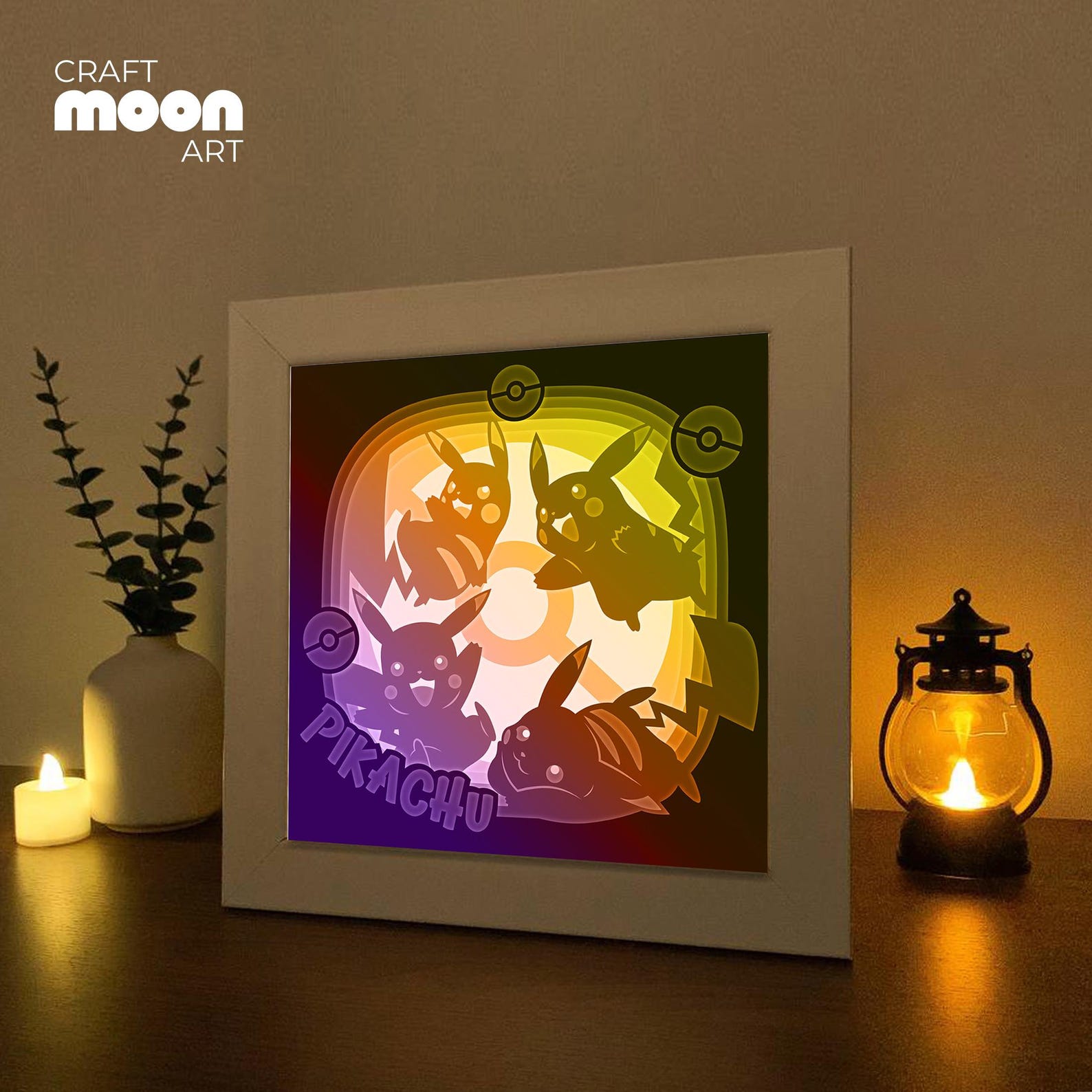 Cute Pikachu Lightbox File Template, Pokemon Papercut Shadow Box ...