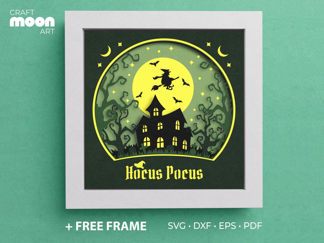 3D Halloween Witch Shadow Box, Hocus Pocus Paper Cut Shadow Box ...