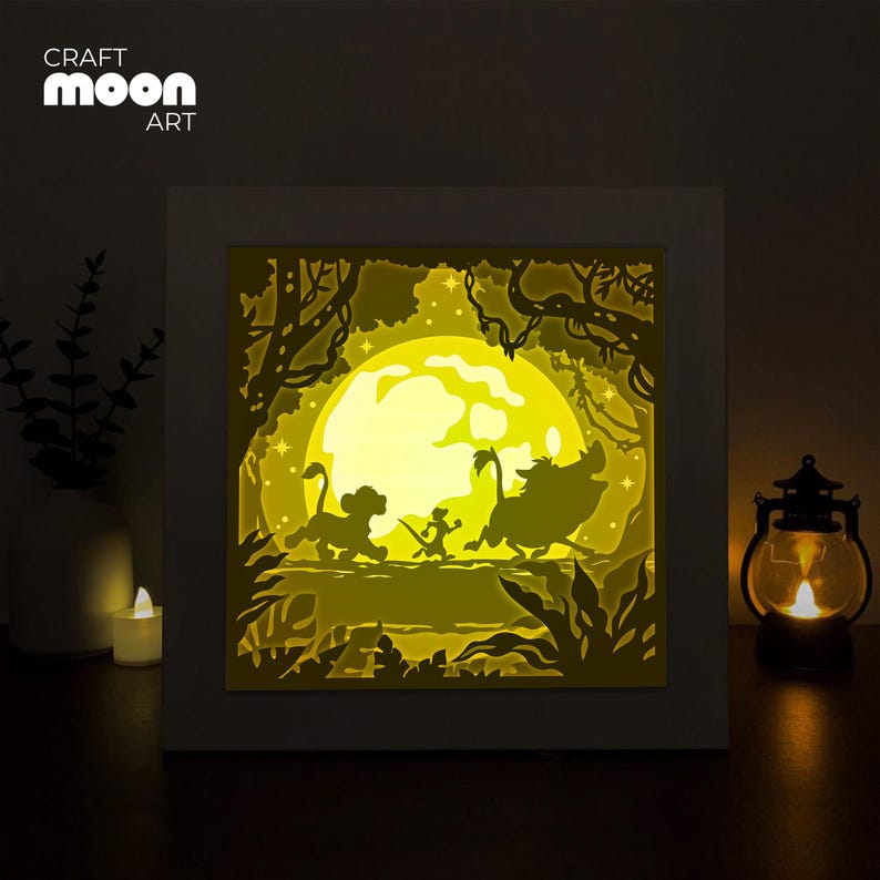 Lion and Friends Shadow Box Files Template, Lion King Paper Cut ...