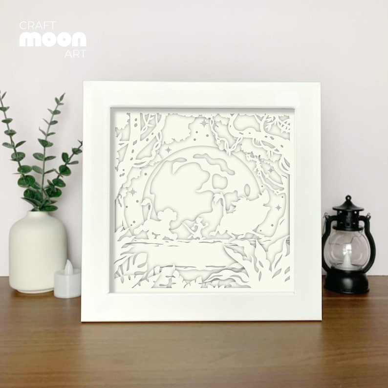 Lion and Friends Shadow Box Files Template, Lion King Paper Cut ...