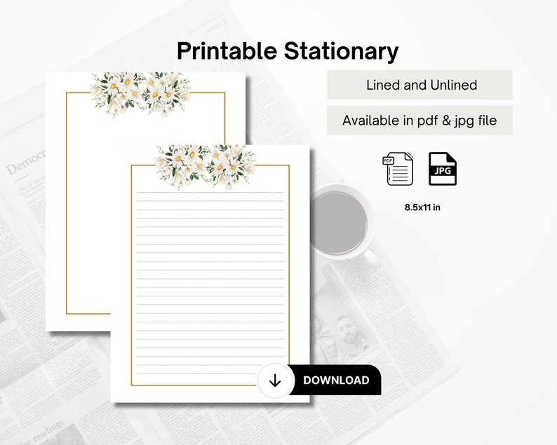 Floral Stationery, Printable Stationery, Stationery Paper, Blank Letter ...