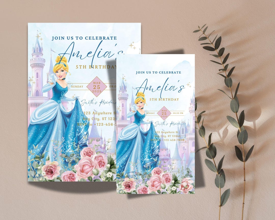 Cinderella Birthday Invitation Template: Fairytale Party (PDF) - Etsy