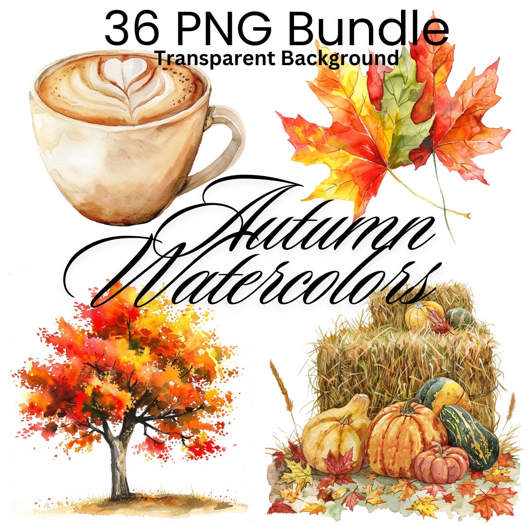 Autumn Watercolor Clipart Fall Clipart Fall Watercolor Art Stickers ...