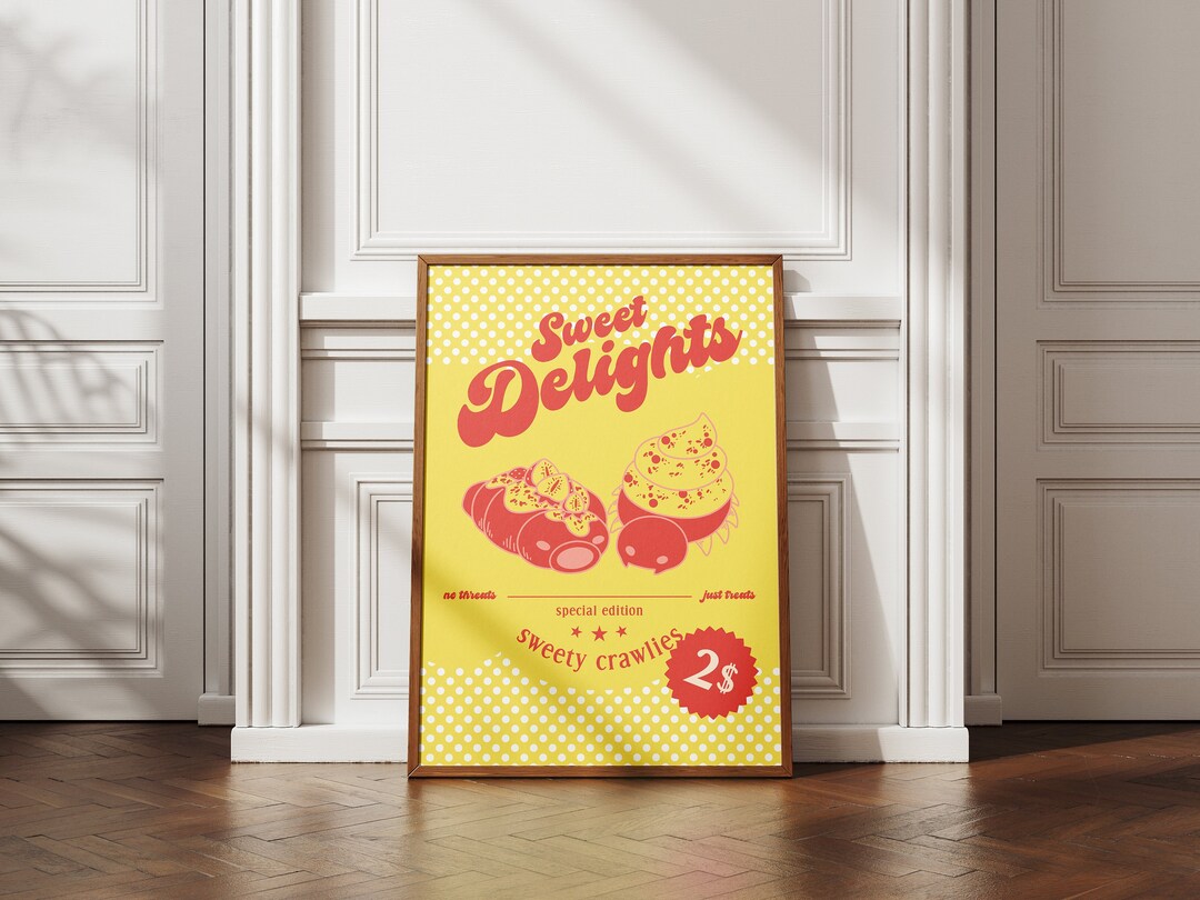 Retro Bug Poster, Cute Spider Art Print, Downloadable Prints, Croissant ...
