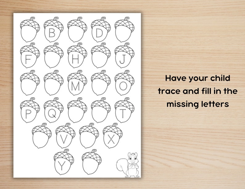 Fall-themed Worksheets Alphabet Tracing & Fill in the Missing Letters ...