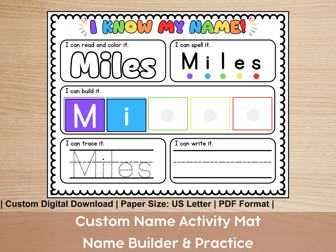 Custom Name Tracing Builder | Name Activity Mat | Name Board | I Know ...