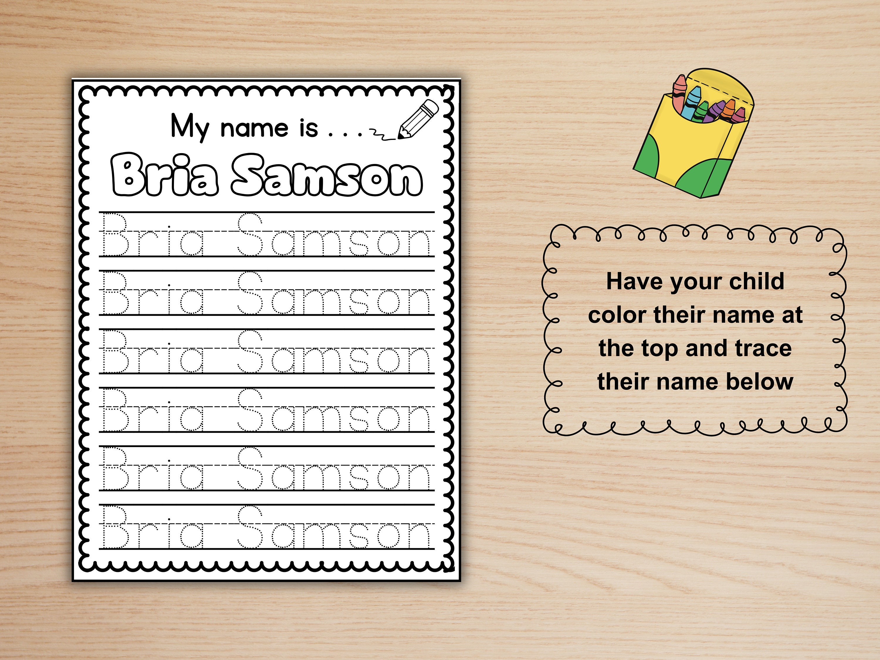 Pre-k Kindergarten Custom Name Tracing Worksheet Printable | I Can ...