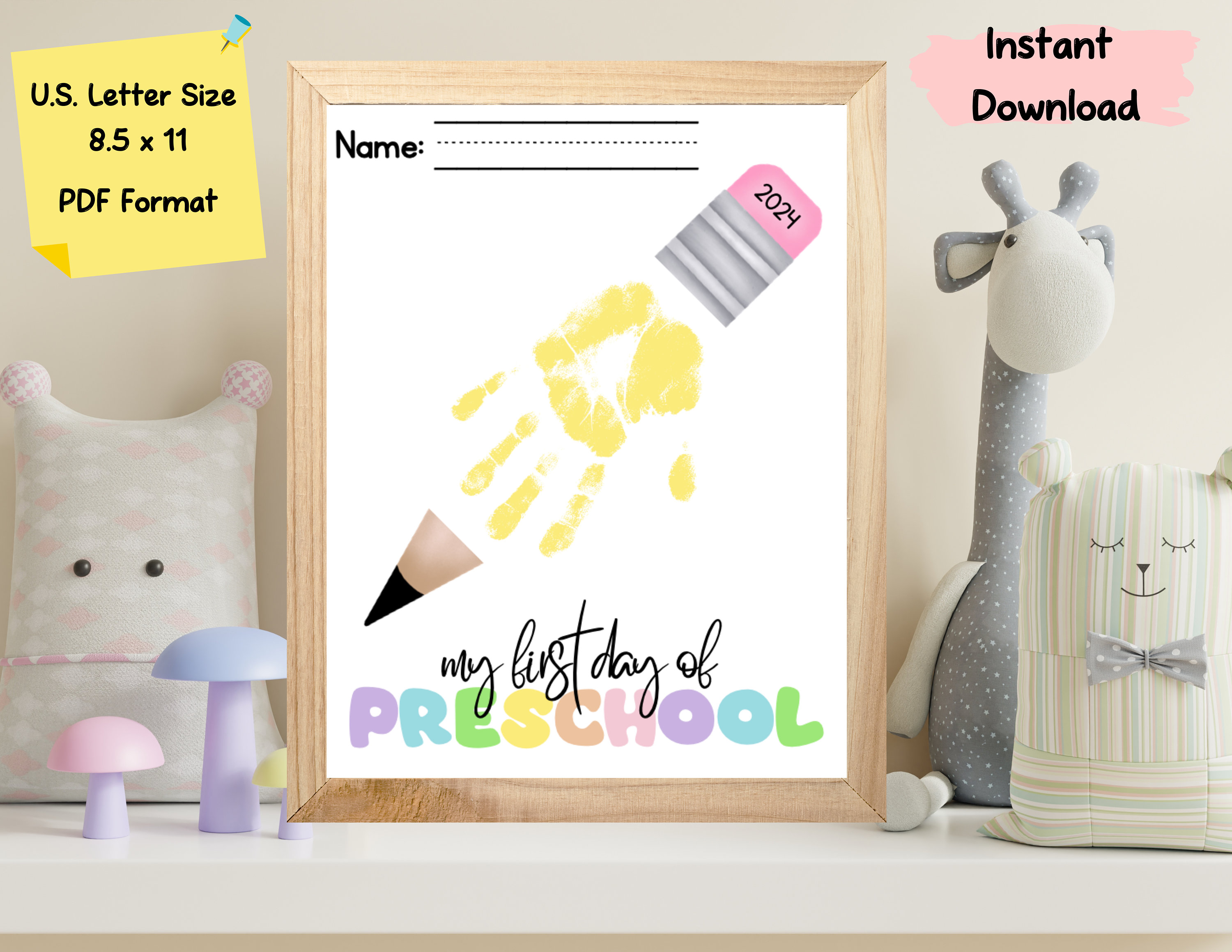 First Day of School Handprint Craft | Back to School Printable Keepsake ...