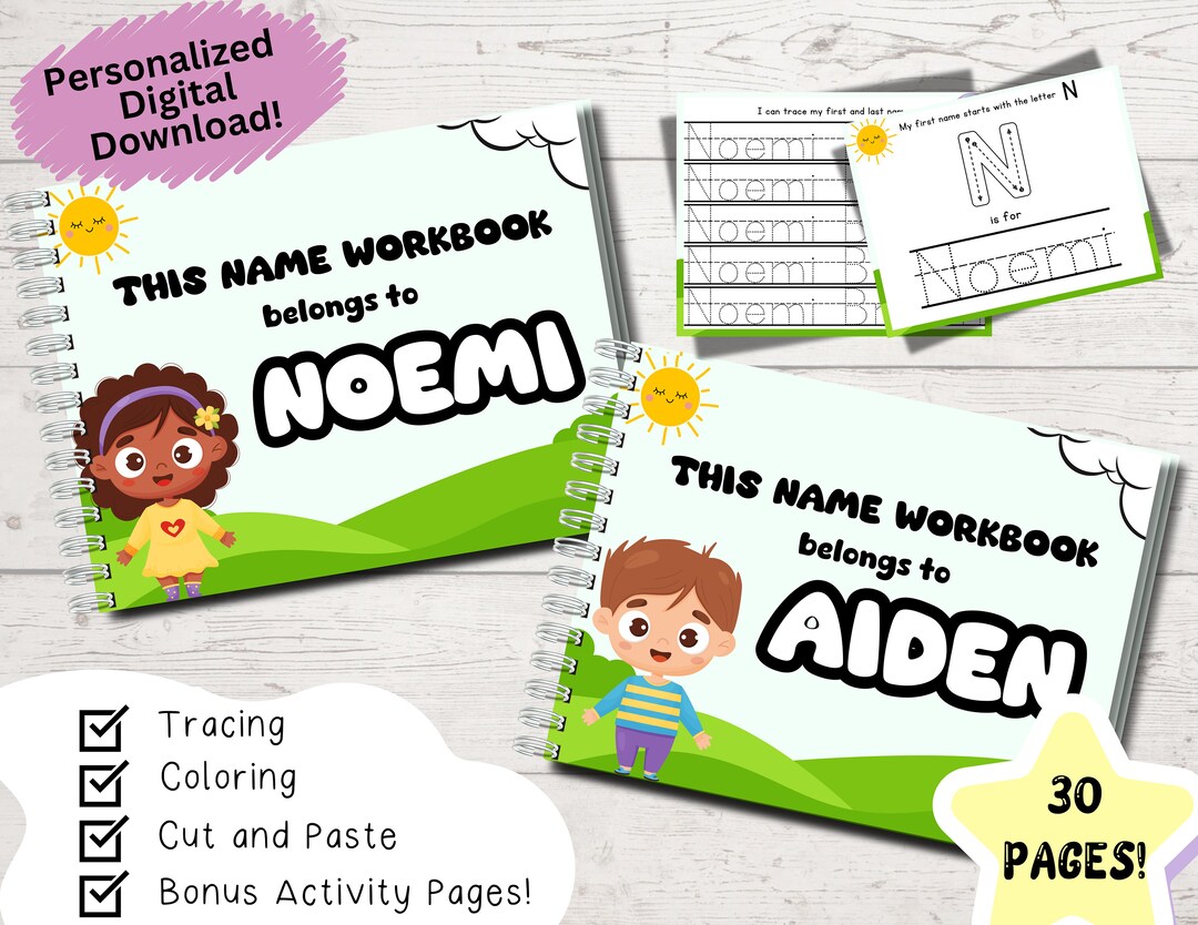 Custom Name Tracing Workbook: Preschool Handwriting Practice (digital ...