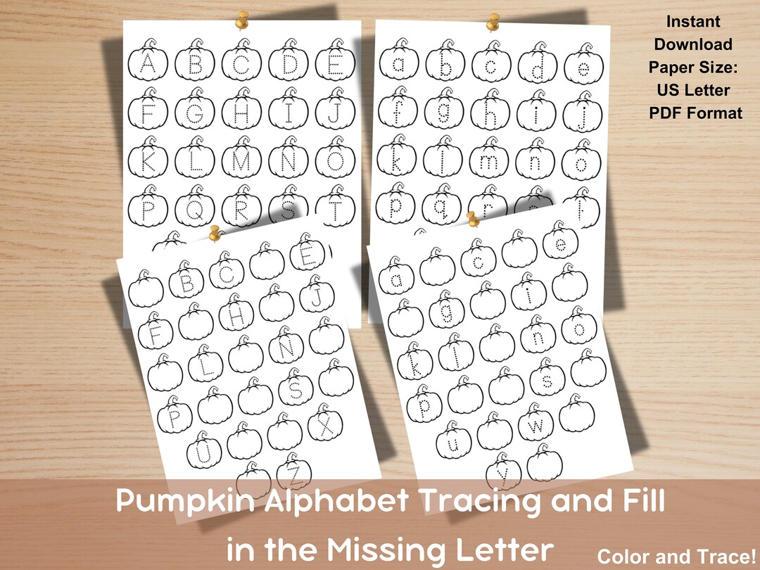 Halloween Pumpkin Alphabet Tracing Worksheets: Missing Letters (digital ...