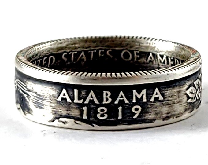 Silver Alabama Coin Ring State Quarter Ring Silver Coin Rings Matching ...