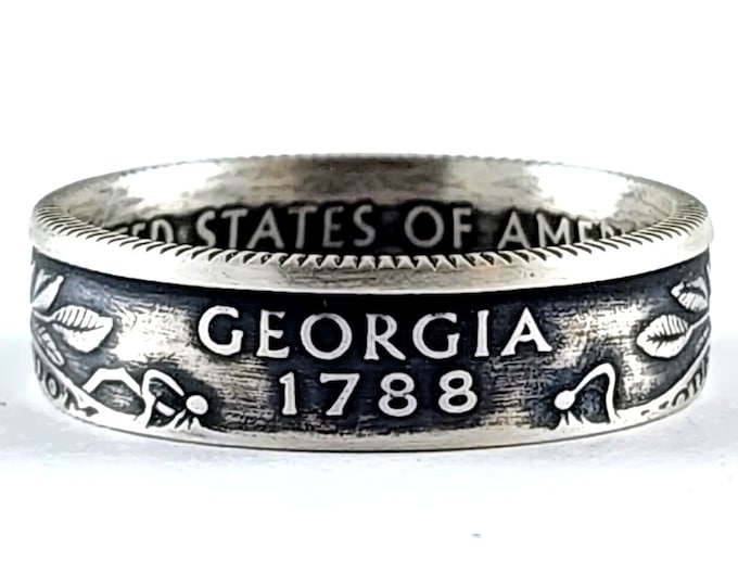 Silver Georgia Quarter Ring - Silver Coin Ring - State Quarter Rings ...