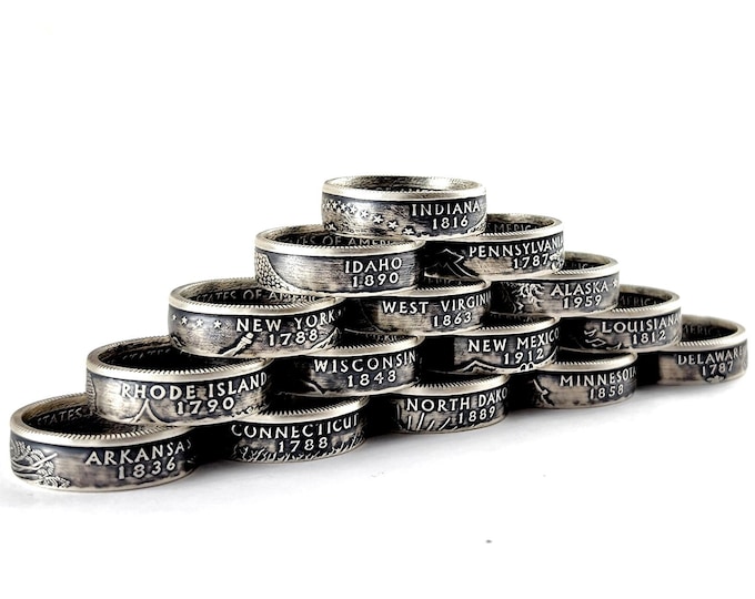 Silver State Quarter Ring - Silver Coin Ring - Matching Rings - Etsy