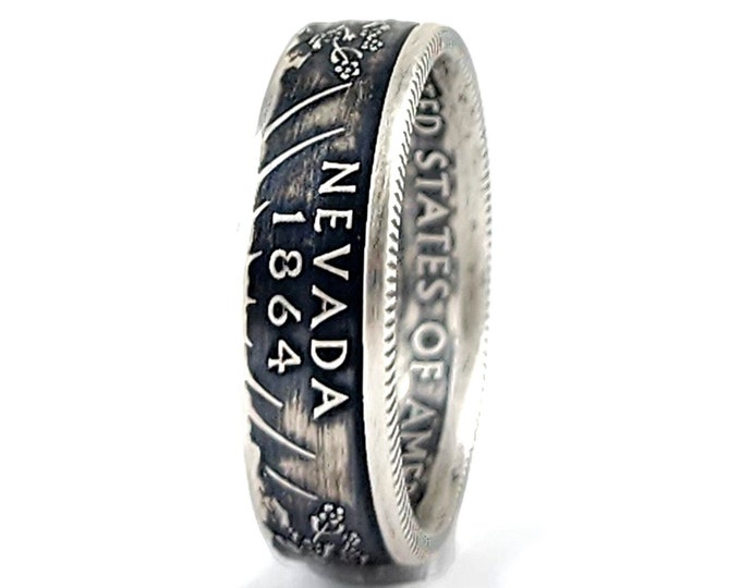 90% Silver Nevada Coin Ring - State Quarter Rings - Silver Coin Ring ...