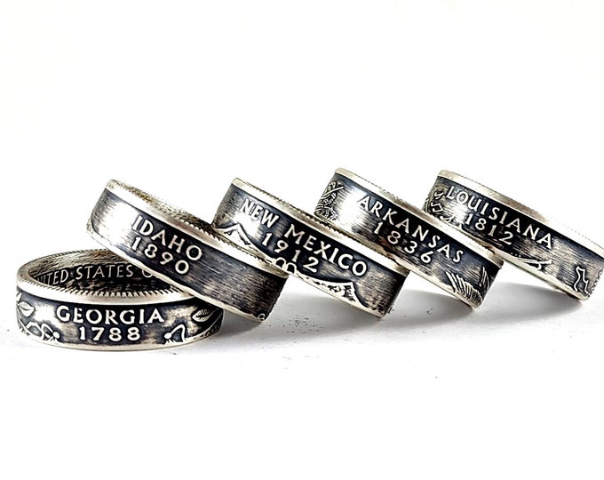 Silver State Quarter Ring - Silver Quarter Ring - Silver Coin Rings ...