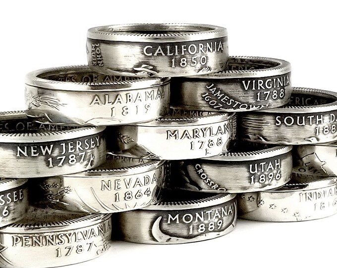 Silver State Quarter Ring Silver Coin Ring Matching Rings - Etsy