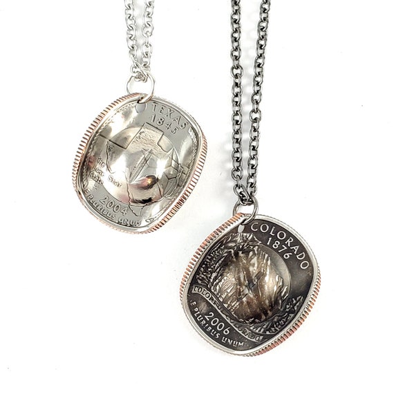 State Quarter Cowboy Hat Coin Necklace Coin Jewelry Cowgirl Gift Etsy