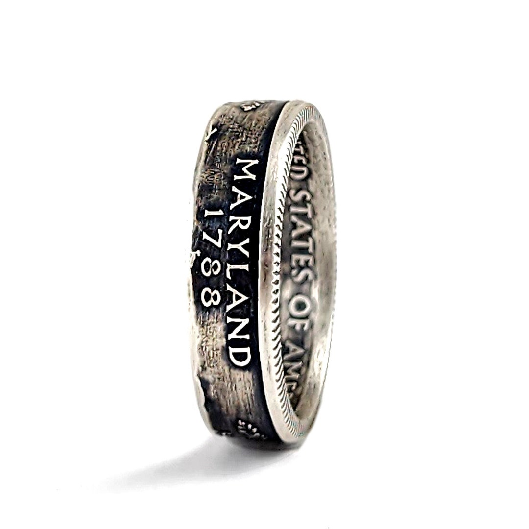 90% Silver Maryland Coin Ring - Silver State Quarter Ring - Maryland ...