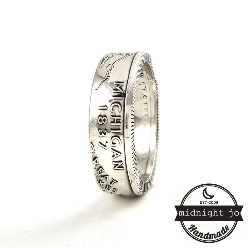 90% Silver Michigan Coin Ring Silver State Quarter Rings | Etsy