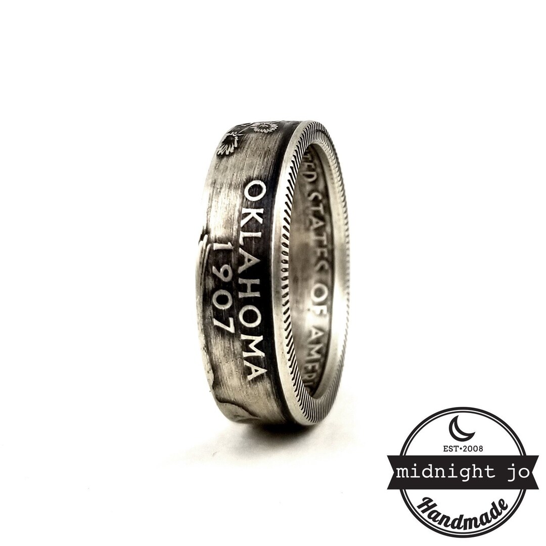 Silver Oklahoma Quarter Ring - State Coin Ring - Silver Oklahoma Ring ...