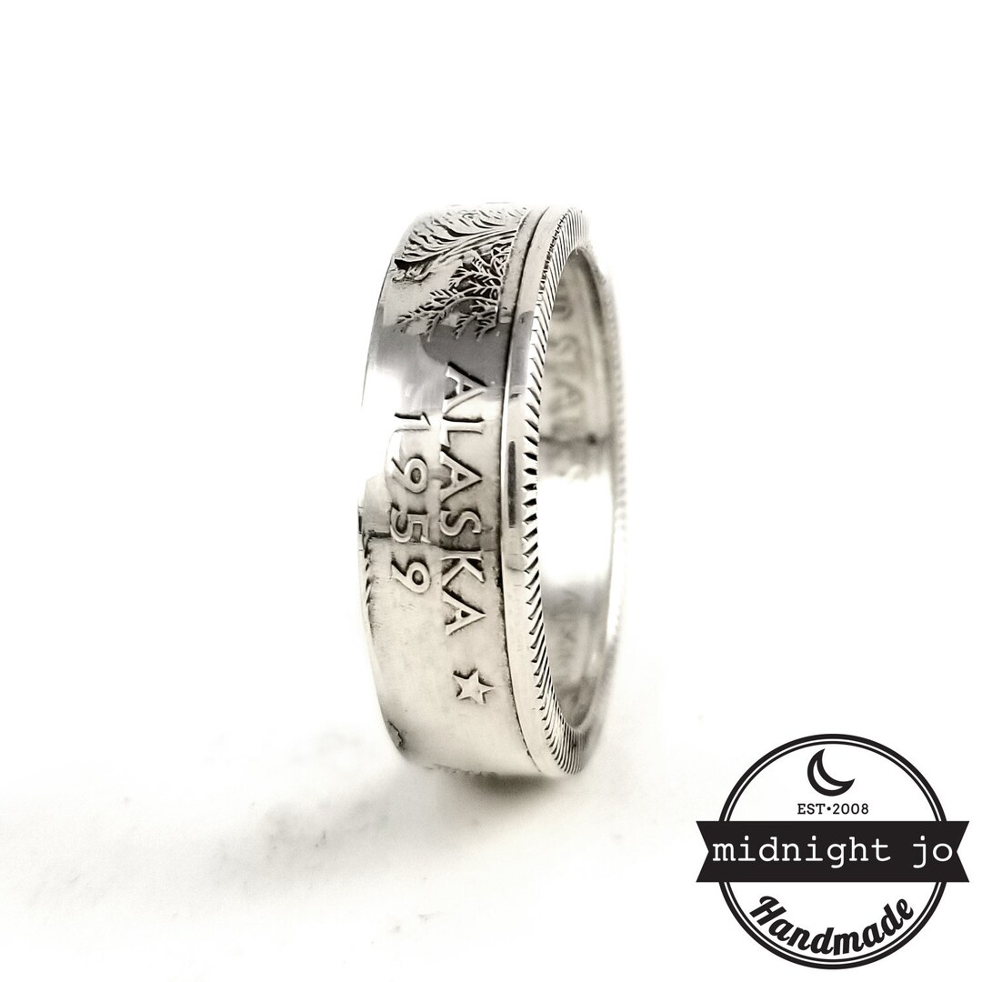 90% Silver Alaska Coin Ring State Quarter Ring Alaska - Etsy