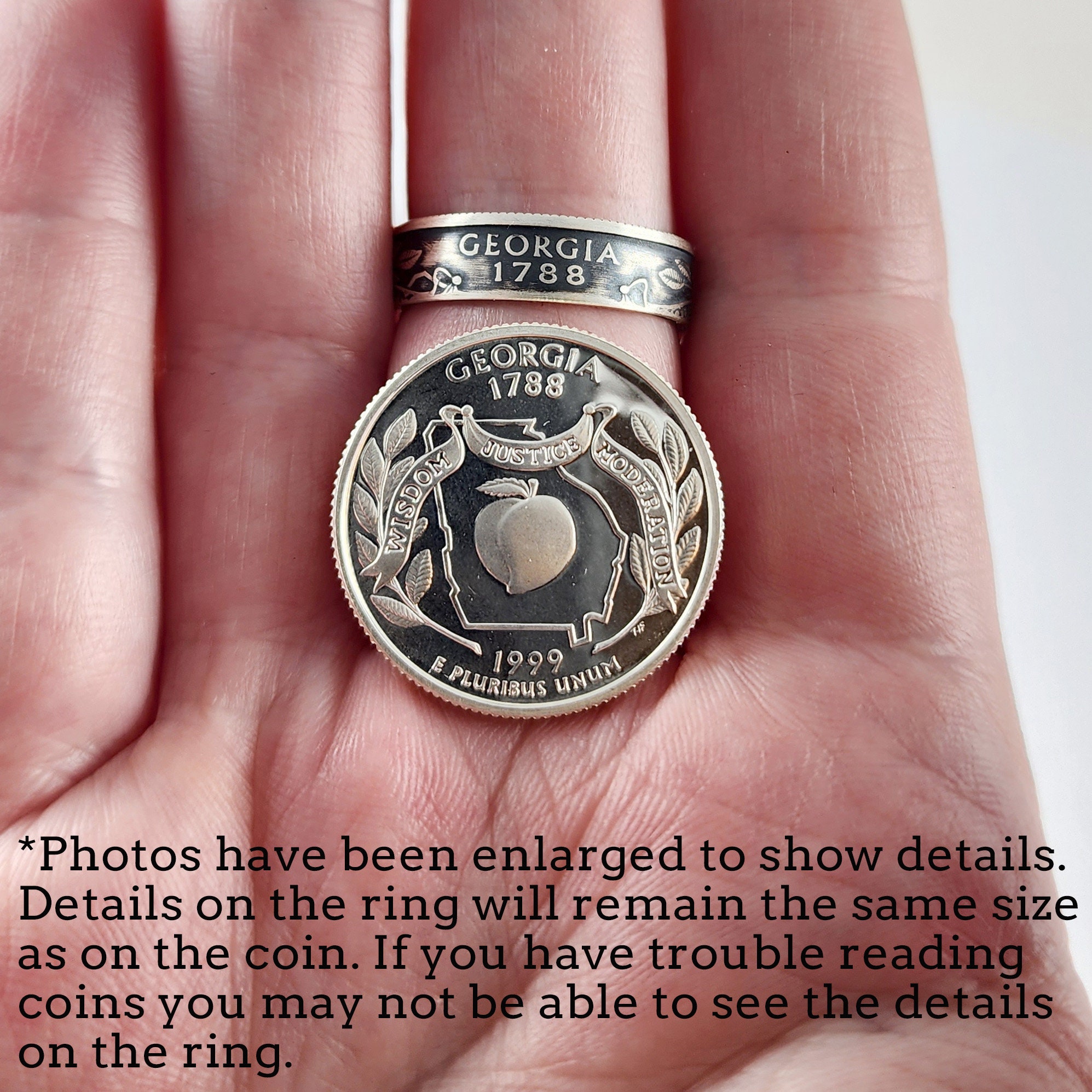 90% Silver Wisconsin Coin Ring - State Quarter Rings - Silver Coin ...