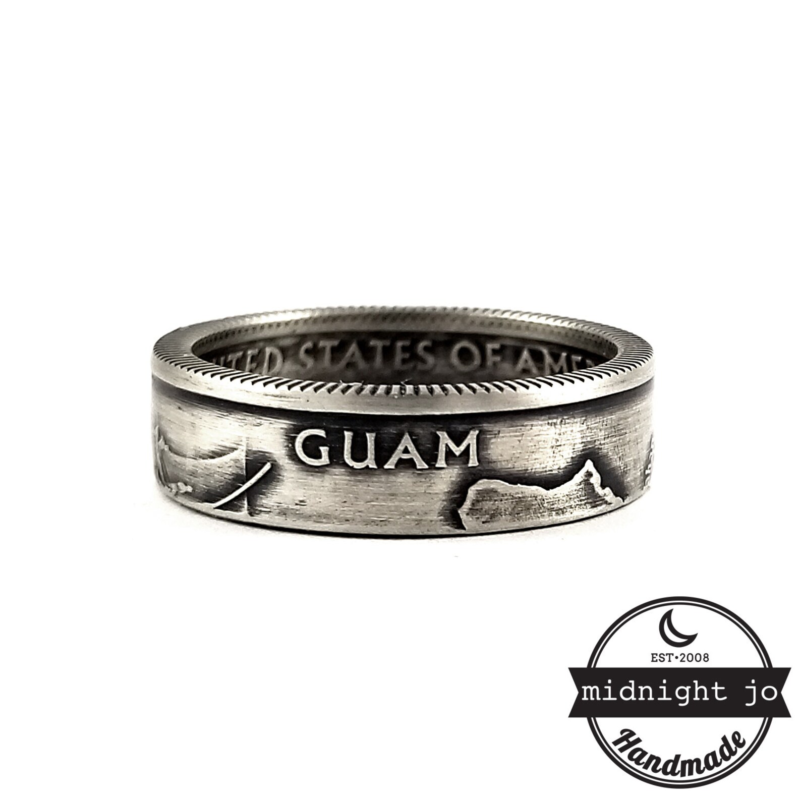Silver Guam Coin Ring - Silver USA Quarter Rings - Souvenir Jewelry - Etsy