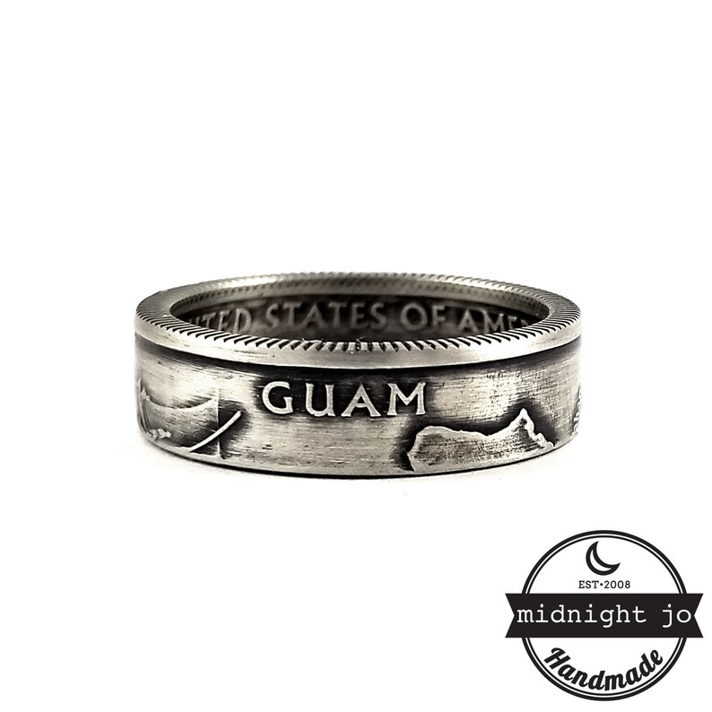 Silver Guam Coin Ring - Silver USA Quarter Rings - Souvenir Jewelry - Etsy