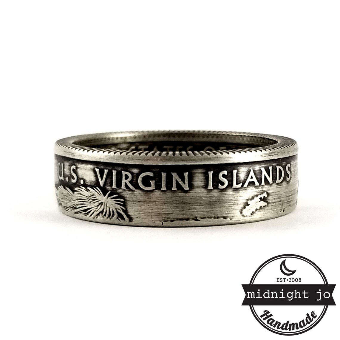 Silver US Virgin Islands Quarter Ring - USVI Coin Ring - Matching ...