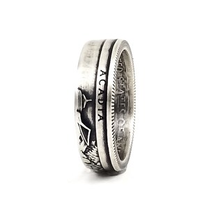 Silver Acadia National Park Coin Ring Silver Quarter Ring National Park ...