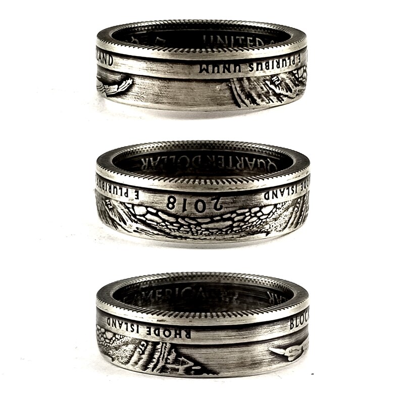 Silver Block Island Quarter Ring Silver Coin Ring Silver | Etsy