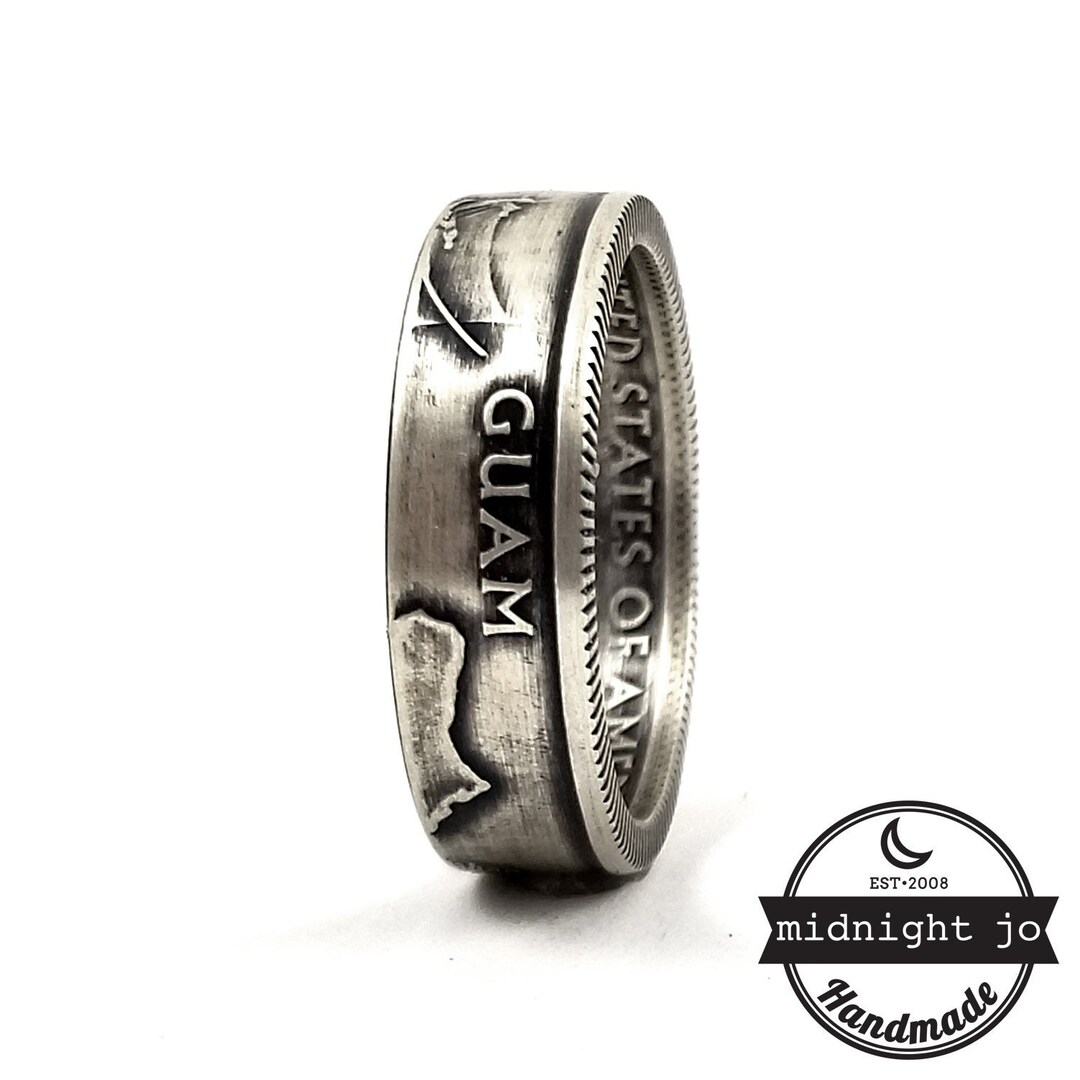 Silver Guam Coin Ring - Silver USA Quarter Rings - Souvenir Jewelry - Etsy
