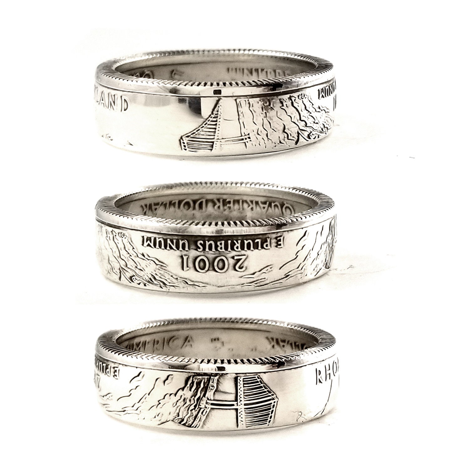 Silver Rhode Island Quarter Ring Silver Coin Rings | Etsy