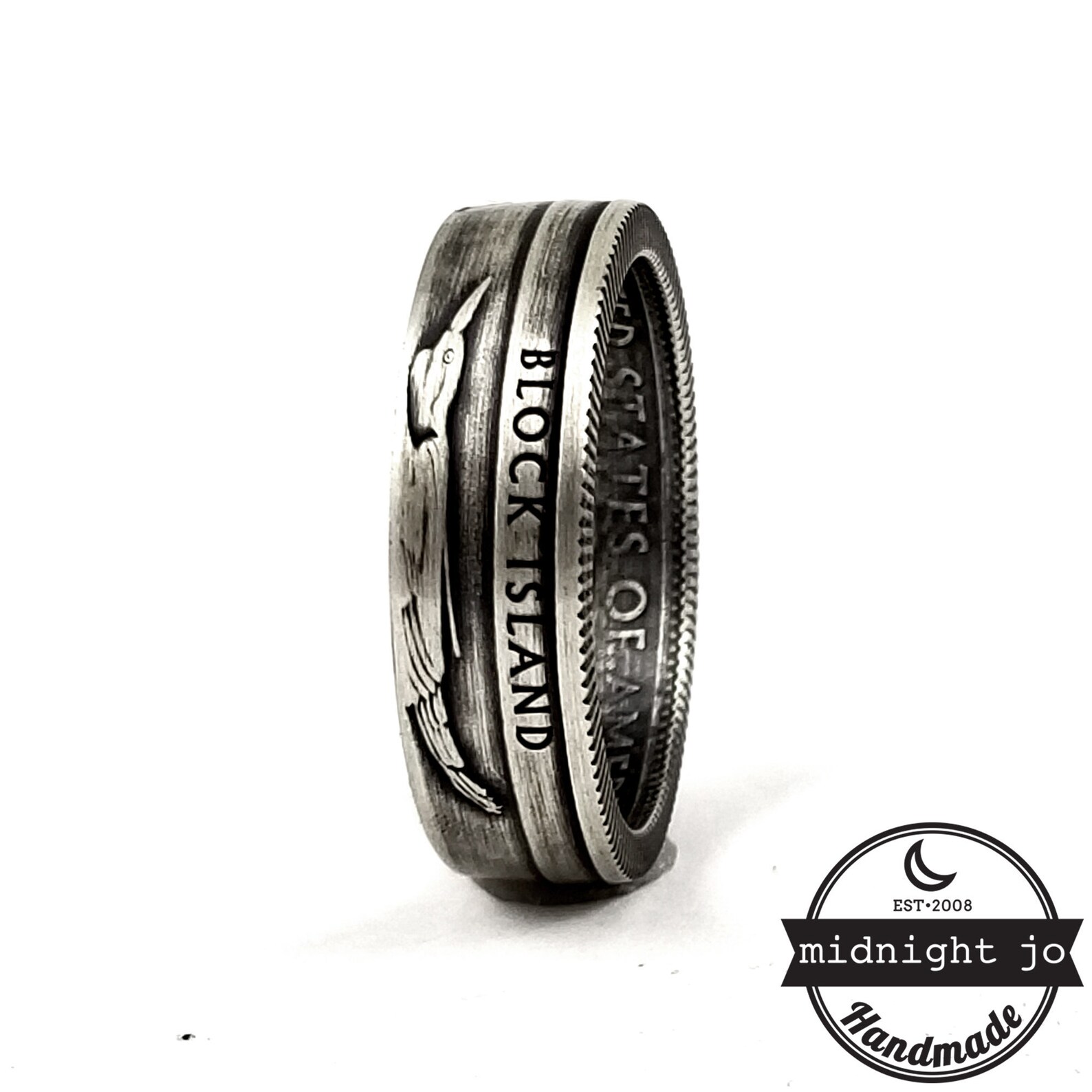 Silver Block Island Quarter Ring Silver Coin Ring Silver - Etsy