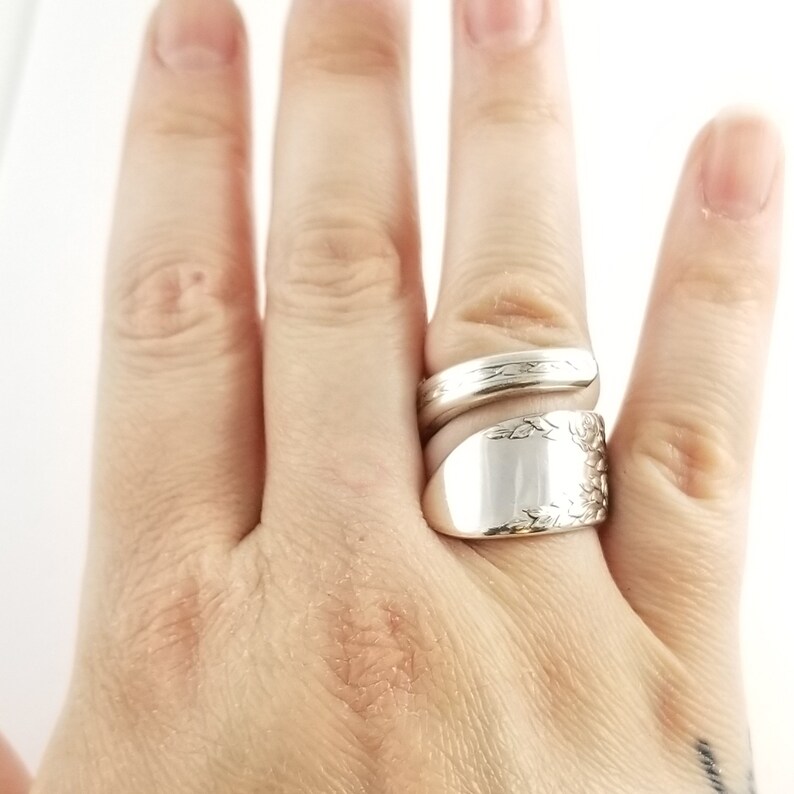 Rose & Leaf Spoon Ring Floral Spoon Ring Wrap Around Ring - Etsy